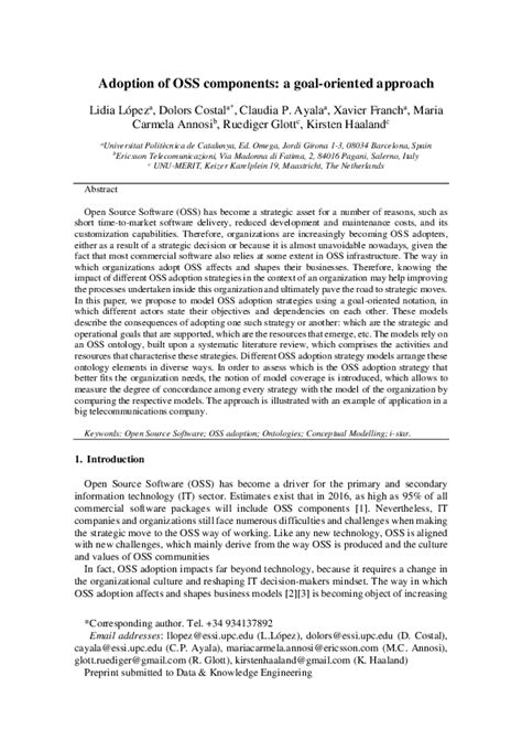 Pdf Adoption Of Oss Components A Goal Oriented Approach