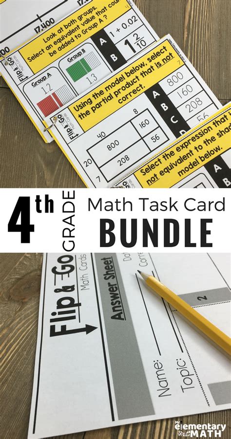 4th Grade Math Task Cards And Review Early Finisher Activities Math