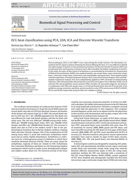 Pdf Ecg Beat Classification Using Pca Lda Ica And Discrete Wavelet