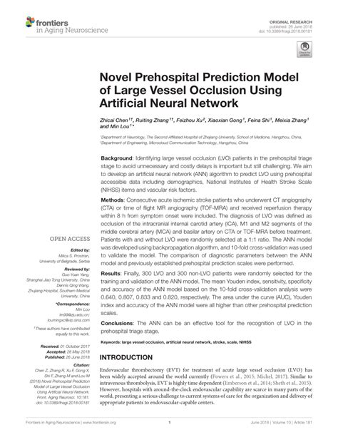 Pdf Novel Prehospital Prediction Model Of Large Vessel Occlusion
