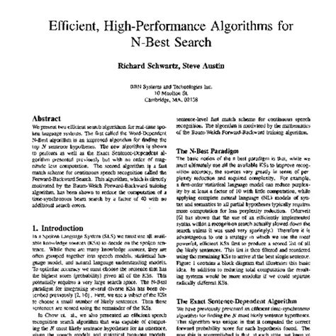 Efficient High Performance Algorithms For N Best Search Acl Anthology