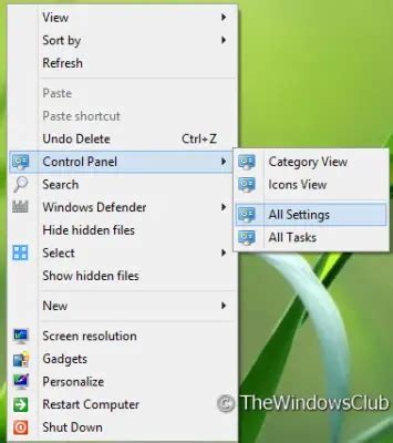 Add Control Panel To Context Menu Create Cascading Options