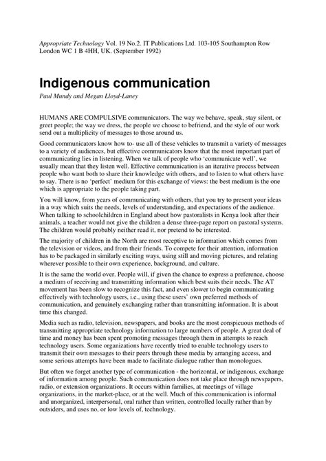 Pdf Indigenous Communication