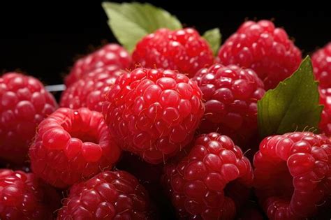 Premium AI Image Fresh Sweet Raspberries Close Up