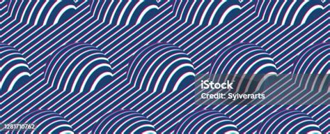 반구는 착시 원활한 패턴 벡터 반복 타일링 작업 배경 환각 3d 구체 및 라인 벽지 또는 인쇄 섬유 템플릿을 줄 지어 강렬하고 밝은 색상에 대한 스톡 벡터 아트 및 기타