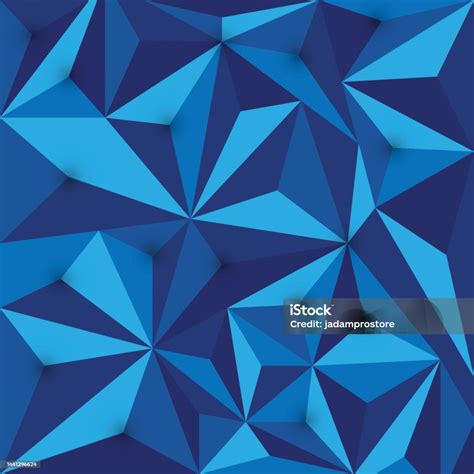 파란색 배경이 있는 3d 다각형 기하 도형에 대한 스톡 벡터 아트 및 기타 이미지 기하 도형 다이아몬드 모양 모양 Istock