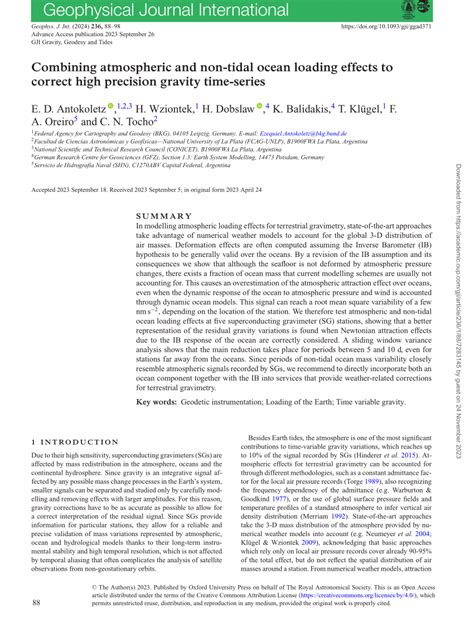 Pdf Combining Atmospheric And Non Tidal Ocean Loading Effects To Correct High Precision