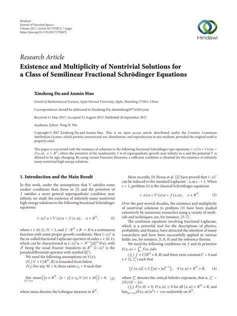 Pdf Existence And Multiplicity Of Nontrivial Solutions For A Class Of