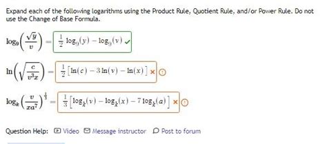 Solved Expand Each Of The Following Logarithms Using The Chegg Com