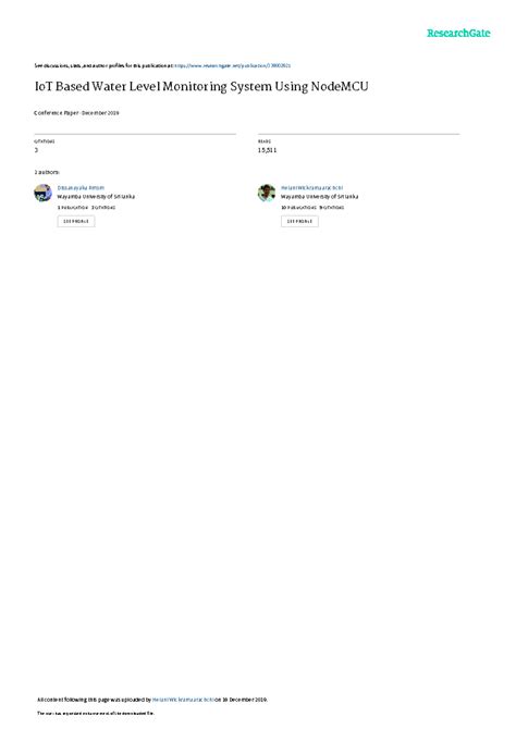Io Tbased Water Level Monitoring System Using Node Mcu See