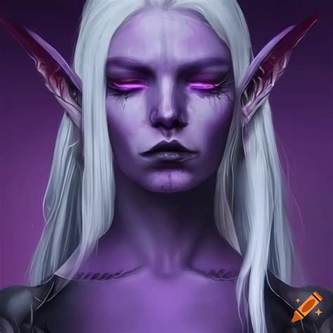 Art Of A Purple Skinned Dark Elf Woman With Closed Eyes On Craiyon