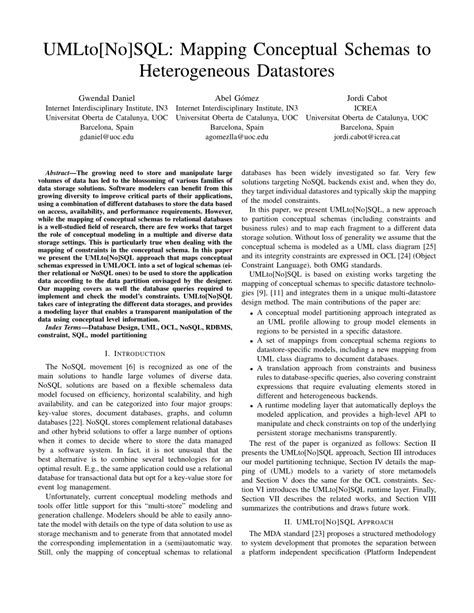 Pdf Umlto No Sql Mapping Conceptual Schemas To Heterogeneous Datastores