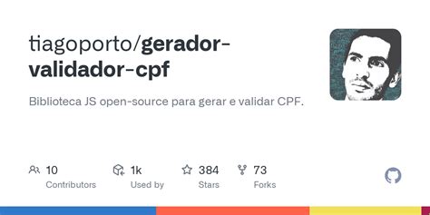 GitHub Tiagoporto Gerador Validador Cpf Biblioteca JS Open Source Para Gerar E Validar CPF