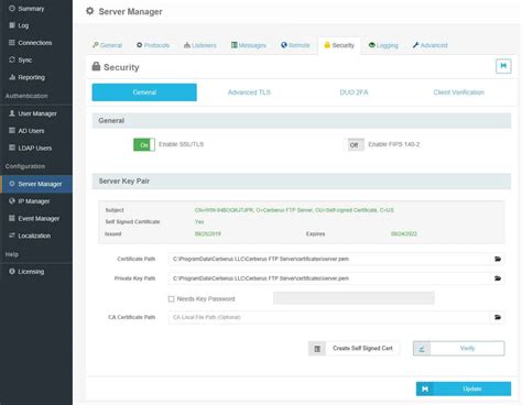 Data Transfer Security Cerberus Ftp Server
