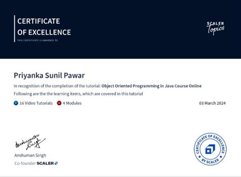 Priyanka Pawar On Linkedin Java Scaler Oopsconcepts Thankful Onlinecourse