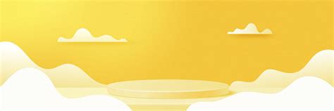 3d 용지 절단 추상 최소 기하학적 모양 템플릿 배경 노란색 자연 풍경 장면에 노란색 실린더 연단 벡터 그림입니다 3차원 형태에 대한 스톡 벡터 아트 및 기타 이미지