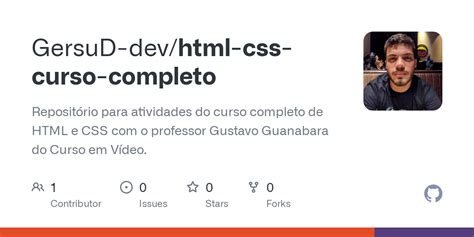 GitHub GersuD dev html css curso completo Repositório para