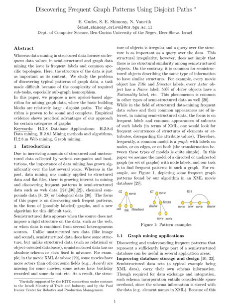 Pdf Discovering Frequent Graph Patterns Using Disjoint Paths