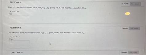 Solved For A Binomial Distribution Fisted Below Find P X 3