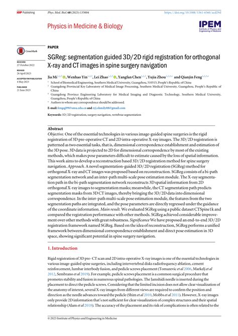 Sgreg Segmentation Guided 3d2d Rigid Registration For Orthogonal X