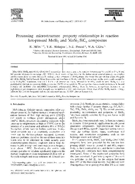 Pdf Processing—microstructure—property Relationships In Reaction Hot Pressed Mosi2 And Mosi2