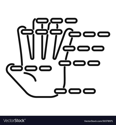 Palm Scanning Icon Outline Biometric Royalty Free Vector