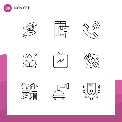 User Interface Pack Of 9 Basic Outlines Of Twitter Flower Shopping Lotus Incoming Editable