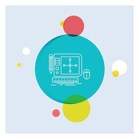 Design Graphic Tool Software Web Designing White Line Icon Colorful Circle Background