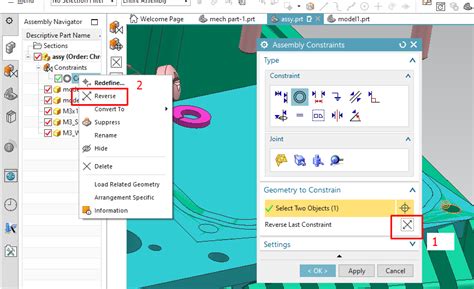 Changing The Direction Of The Assembly Constraint Cad Tips