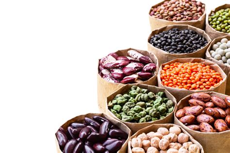 흰색 배경에 고립 된 종이 자루 가방에 인도 콩과의 다양 한 구색 세트 0명에 대한 스톡 사진 및 기타 이미지 0명 가방 갈색 Istock