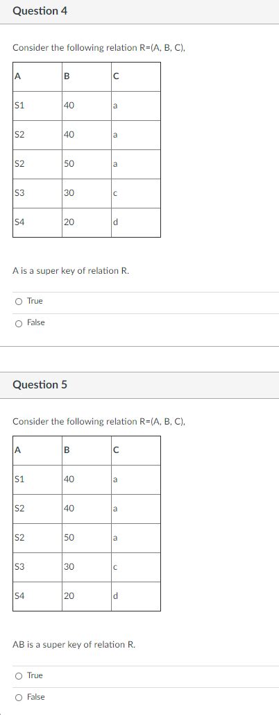 solved question 4 consider the following relation r a b