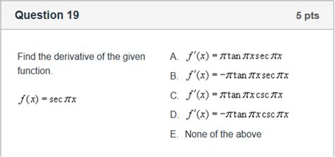 Solved Find The Derivative Of The Given Function Fx