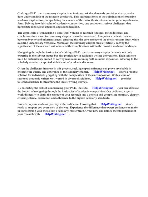Phd Thesis Summary Chapter Pdf Thesis Doctor Of Philosophy