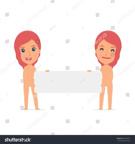 Funny Character Naked Female Holds Interacts Stock Vector Royalty Free Shutterstock