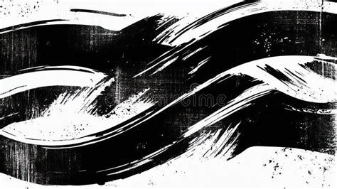 Abstract Black And White Brush Strokes Creating A Dynamic Flowing Pattern Stock Illustration