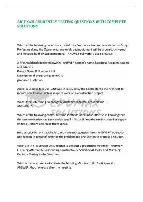 Aic Exam Currently Testing Questions With Complete Solutions Aic