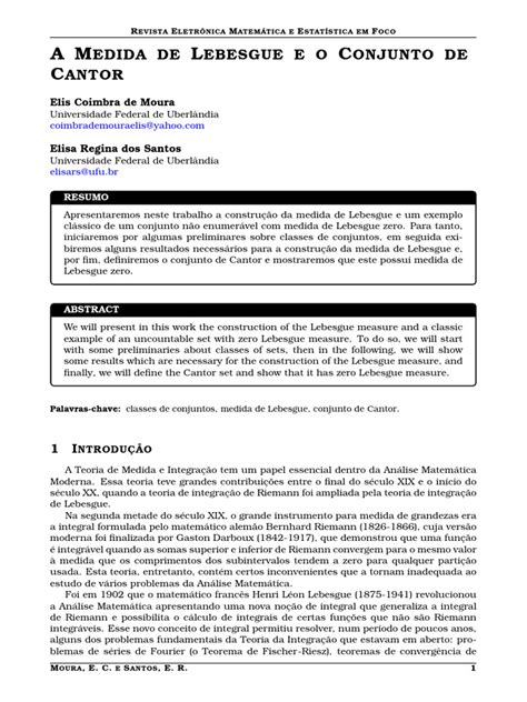 Final A Medida De Lebesgue E O Conjunto De Cantor Pdf