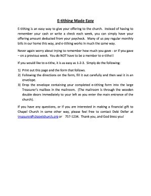 Fillable Online E Tithing Made Easy Chapel Church Fax Email Print PdfFiller