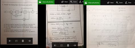 Solved Find The Transfer Function Of The System Given The