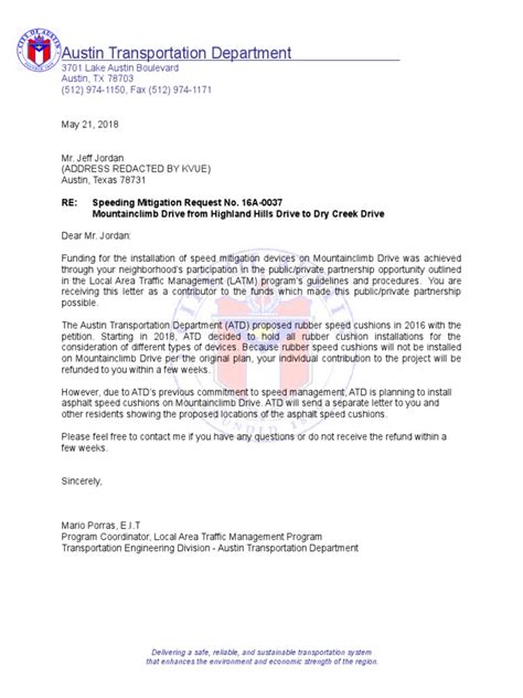 Speeding Mitigation Request Letter Pdf Transport Business
