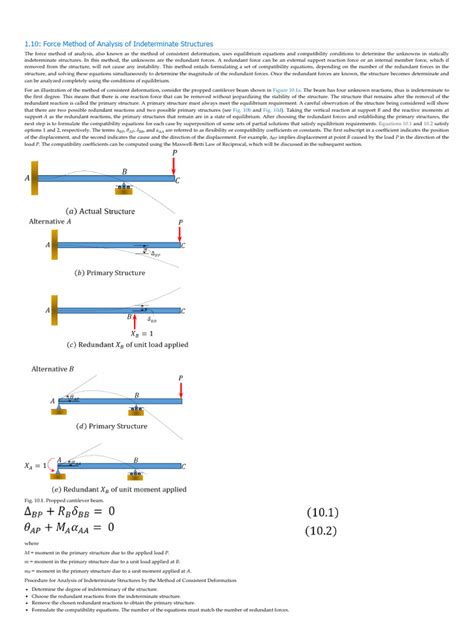 1 10 Force Method Of Analysis Of Indeterminate Structures Engineering Libretexts Pdf