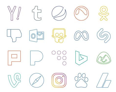 20 Social Media Icon Pack Including Vine Bing Slideshare Coderwall