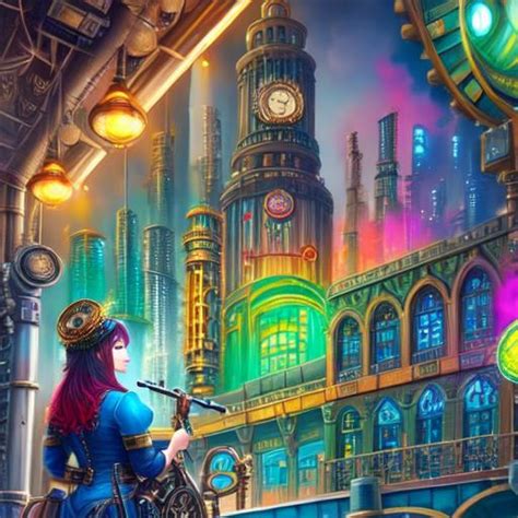 2023 02 16 Multicolored Steampunk Girl And City 6 By Addictingjava On