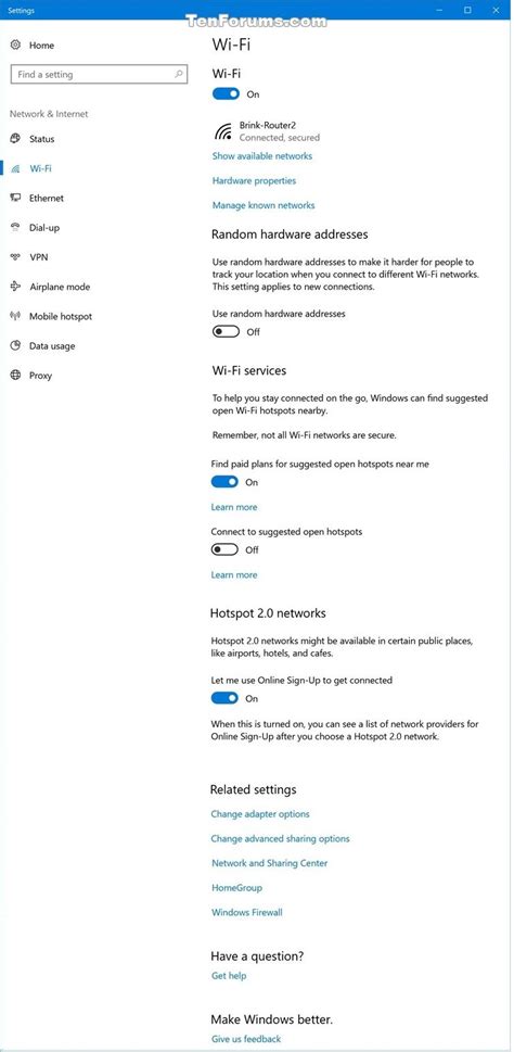 Create Wi Fi Settings Shortcut In Windows 10 Tutorials