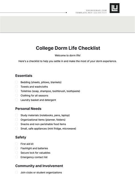 Free Simple Move Out College Dorm Checklist Template To Edit Online