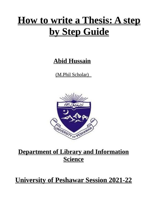 Pdf How To Write A Thesis A Step By Step Guide