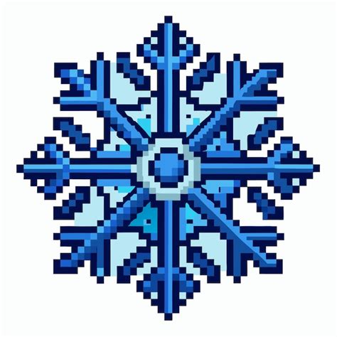 Intricate Blue Pixel Art Snowflake For Winter And Holiday Themes