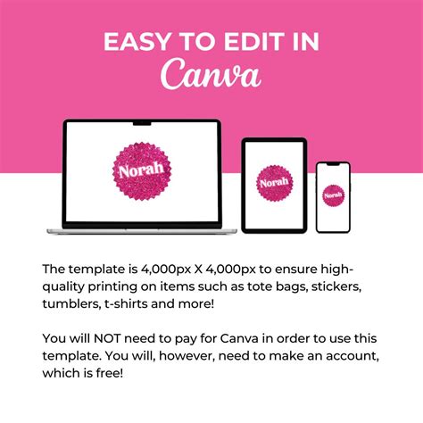 Editable Name Logo PNG SVG Canva TEMPLATE Personalized Sticker Shirt Tote Bag And More Etsy