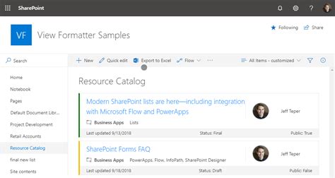 New Sharepoint View Formatting Samples Now Available Microsoft Community Hub