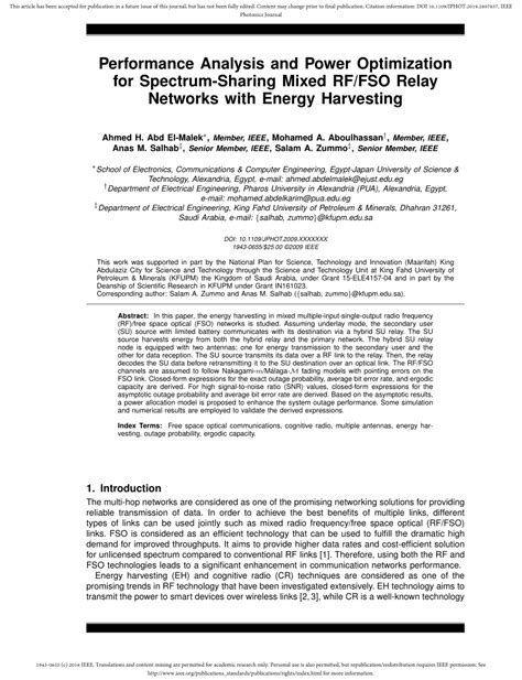 Pdf Performance Analysis And Power Optimization For Spectrum Sharing